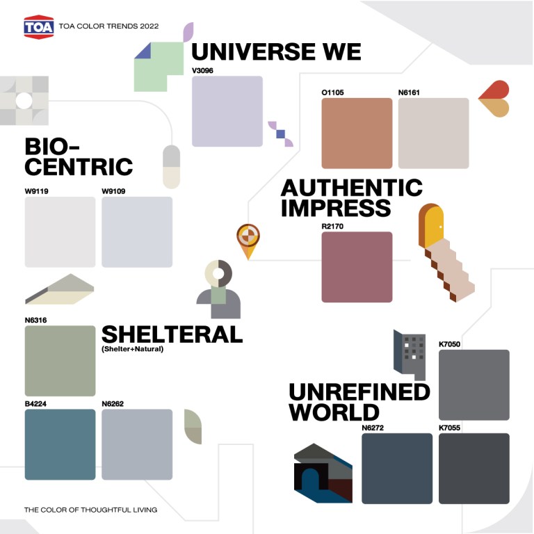 TOA Color Trends 2022 “The Color of Thoughtful Living’ เทรนด์สีแห่งการ ...