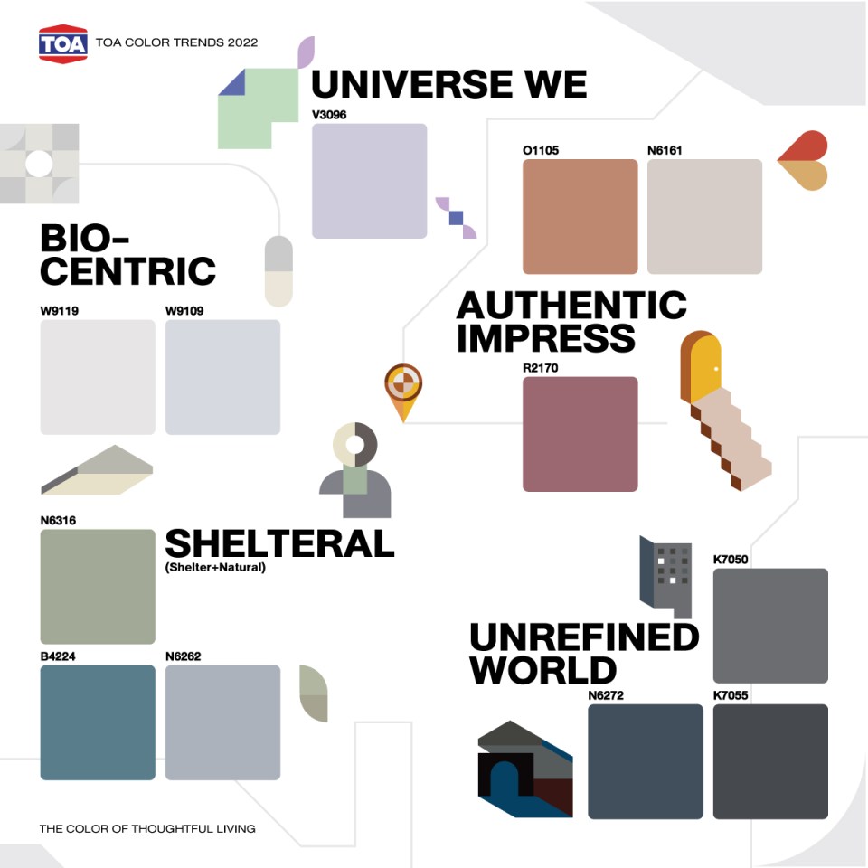 TOA Color Trends 2022 “The Color of Thoughtful Living’ เทรนด์สีแห่งการ ...